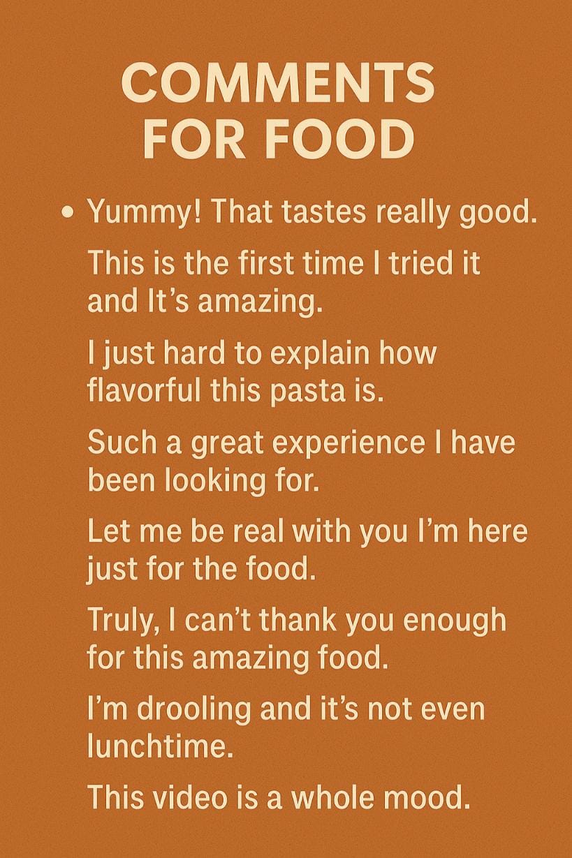 151+ Comments for Food Posts — Trending Us