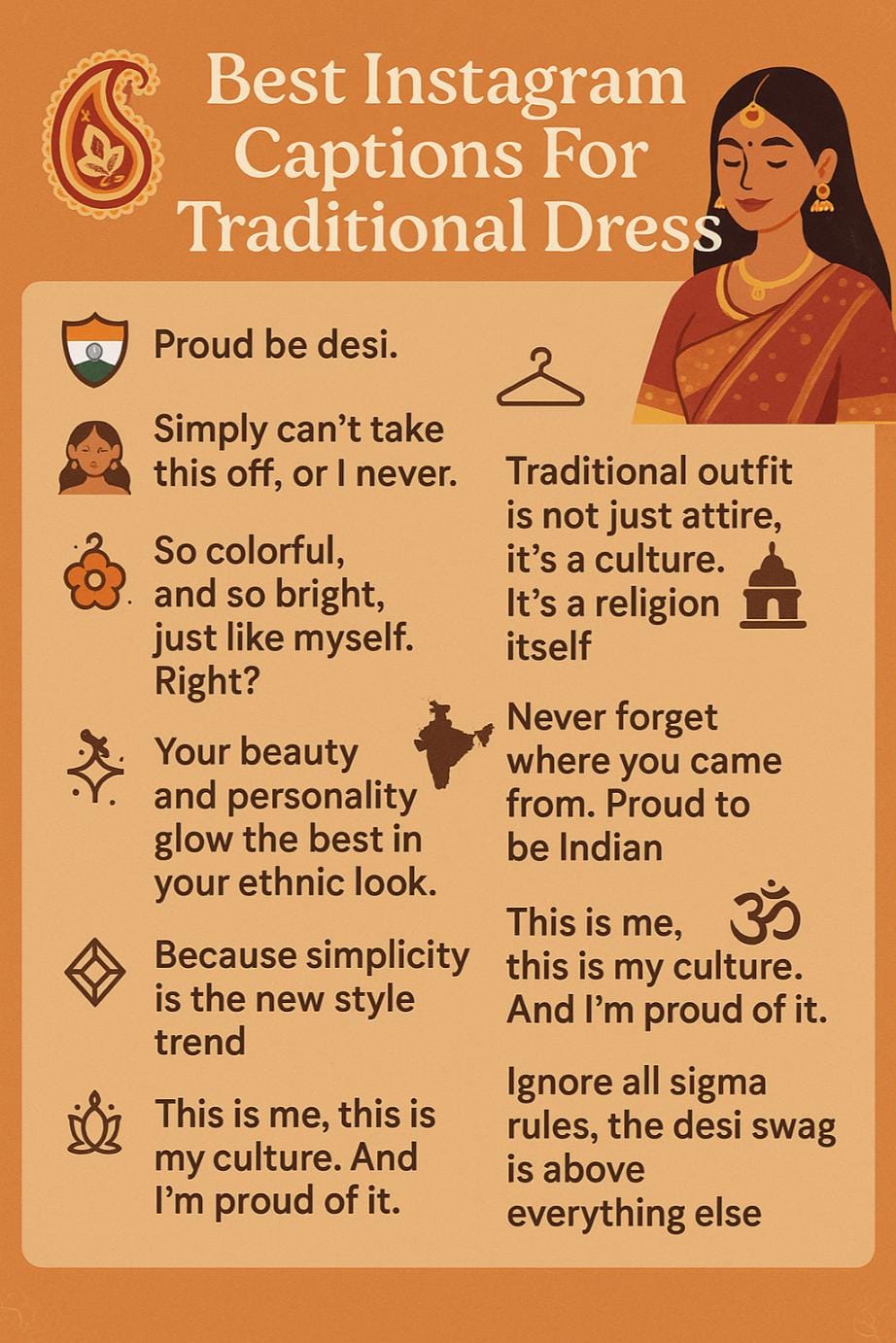 227+ Best Instagram Captions For Traditional Dress And Ethnic Wear ...