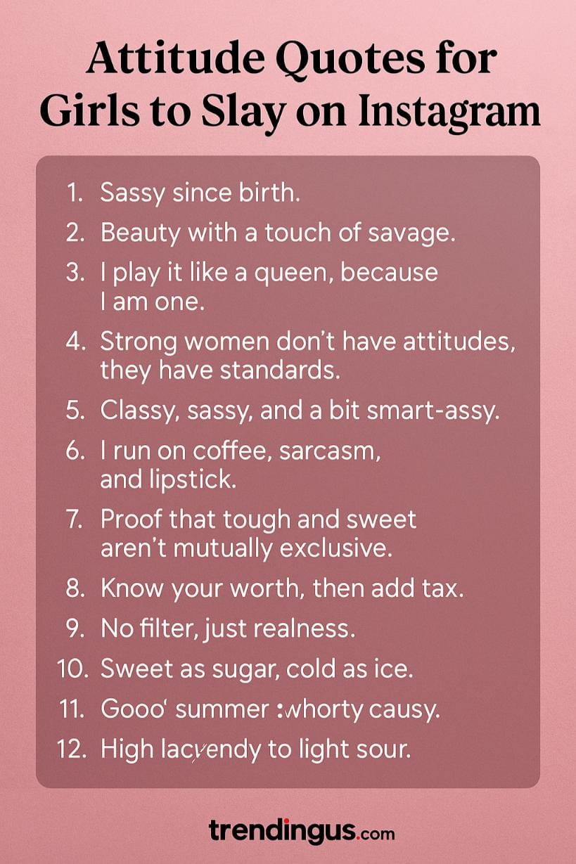 120+ Attitude Quotes for Girls to Slay on Instagram — Trending Us