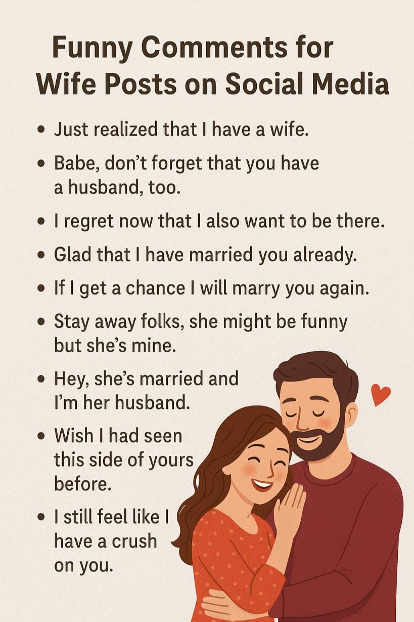 62+ Funny Comments for Wife Posts on Social Media — Trending Us