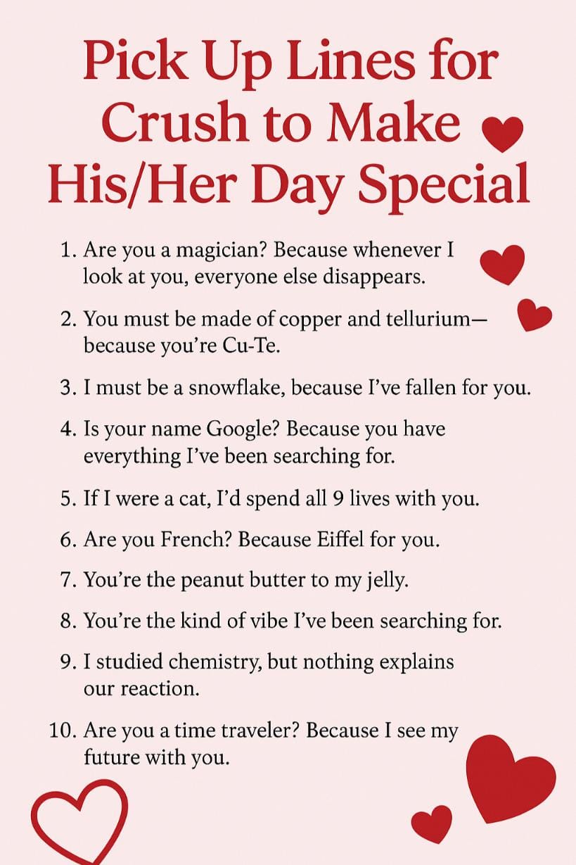 70+ Pick Up Lines for Crush to Make His/Her Day Special — Trending Us