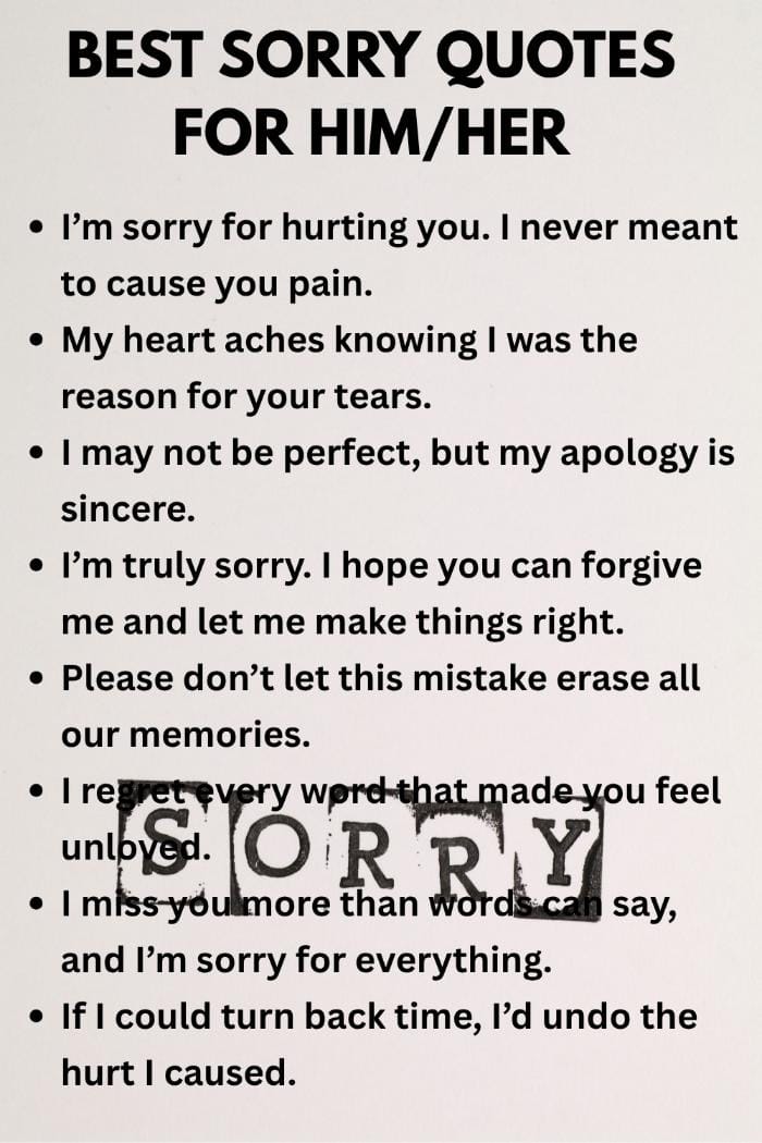 75 + Best Sorry Quotes for Him/Her to Send Apology — Trending Us