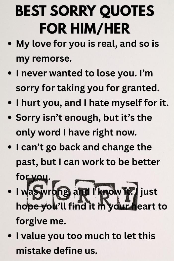 75 + Best Sorry Quotes for Him/Her to Send Apology — Trending Us