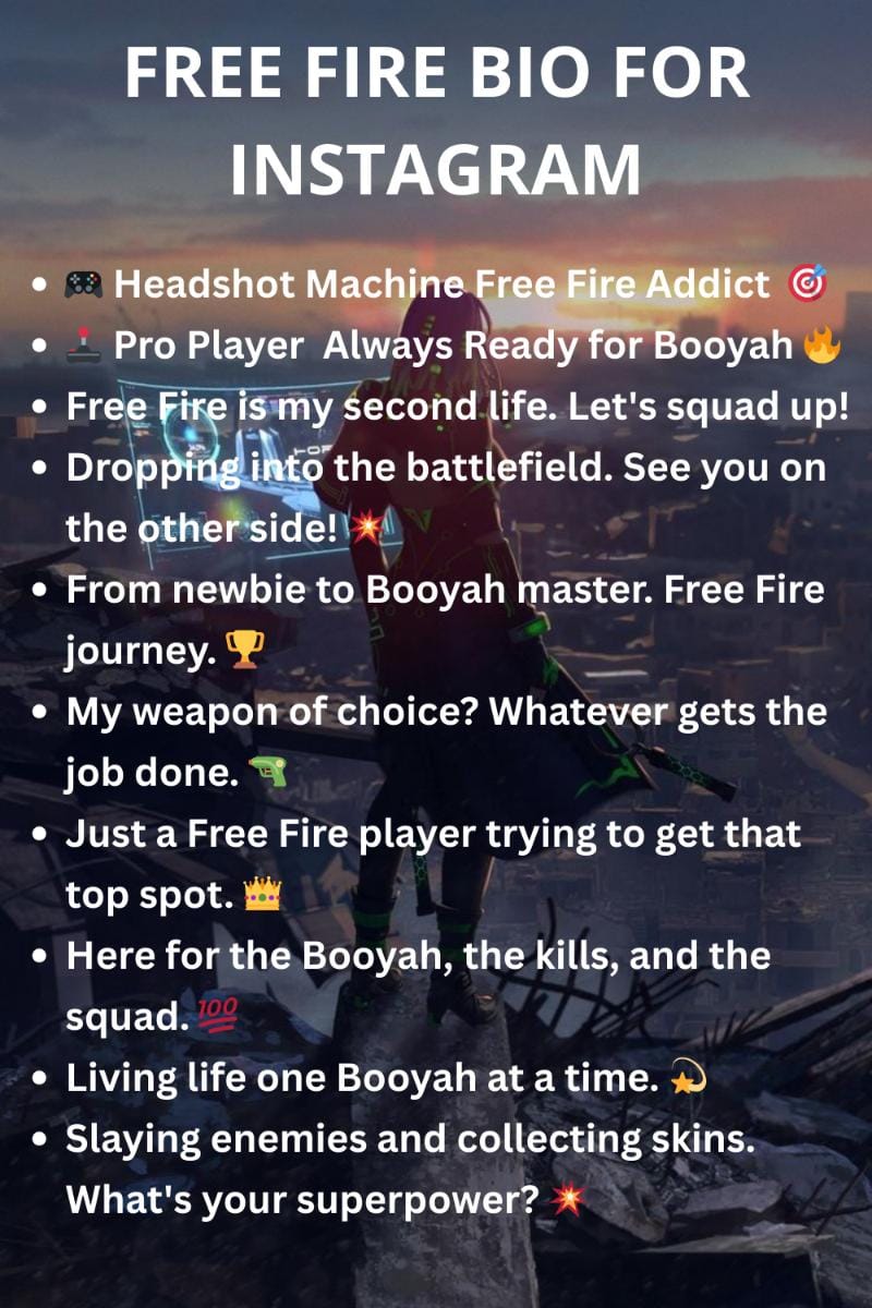 50+ Free Fire Bios for Instagram to Express Your Gamer Vibe — Trending Us