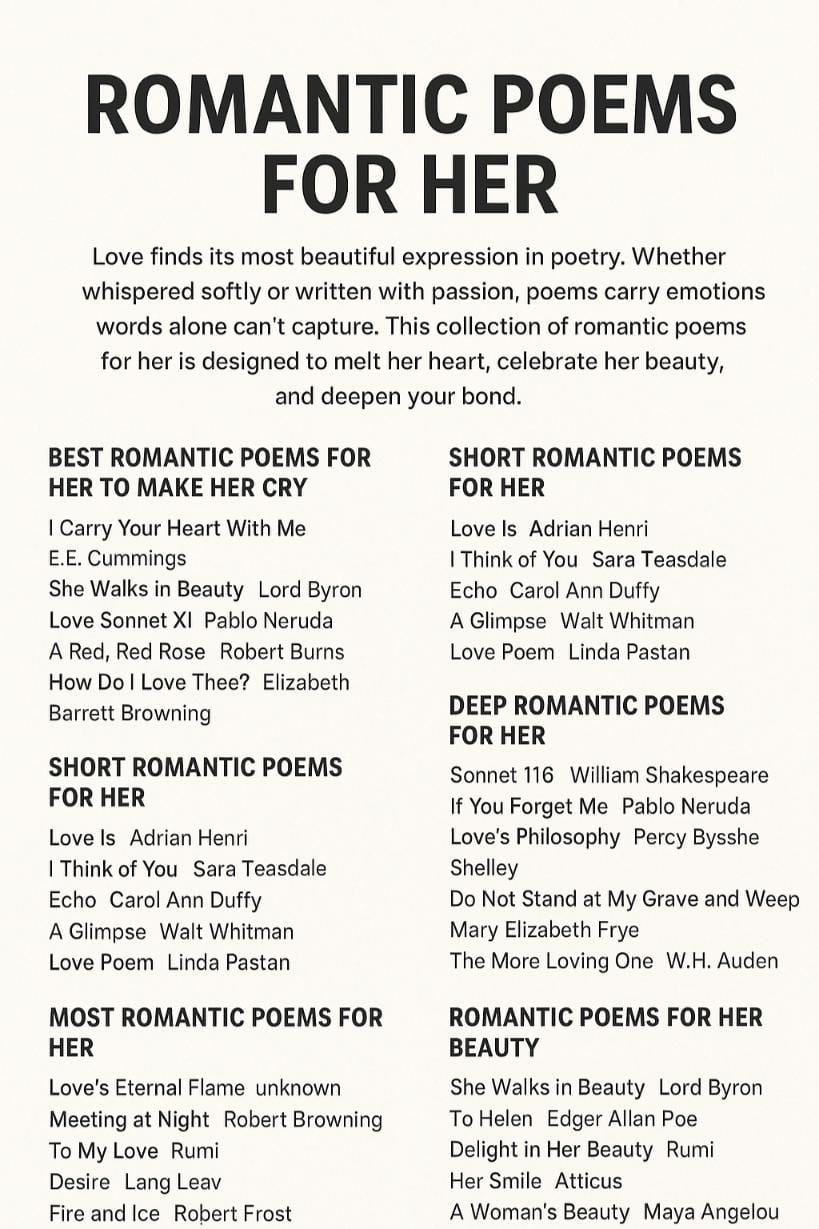 80+ Romantic Poems for Her — Trending Us