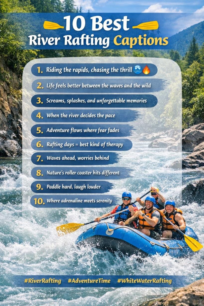 90+ Instagram Captions for River Rafting Reels & Posts — Trending Us