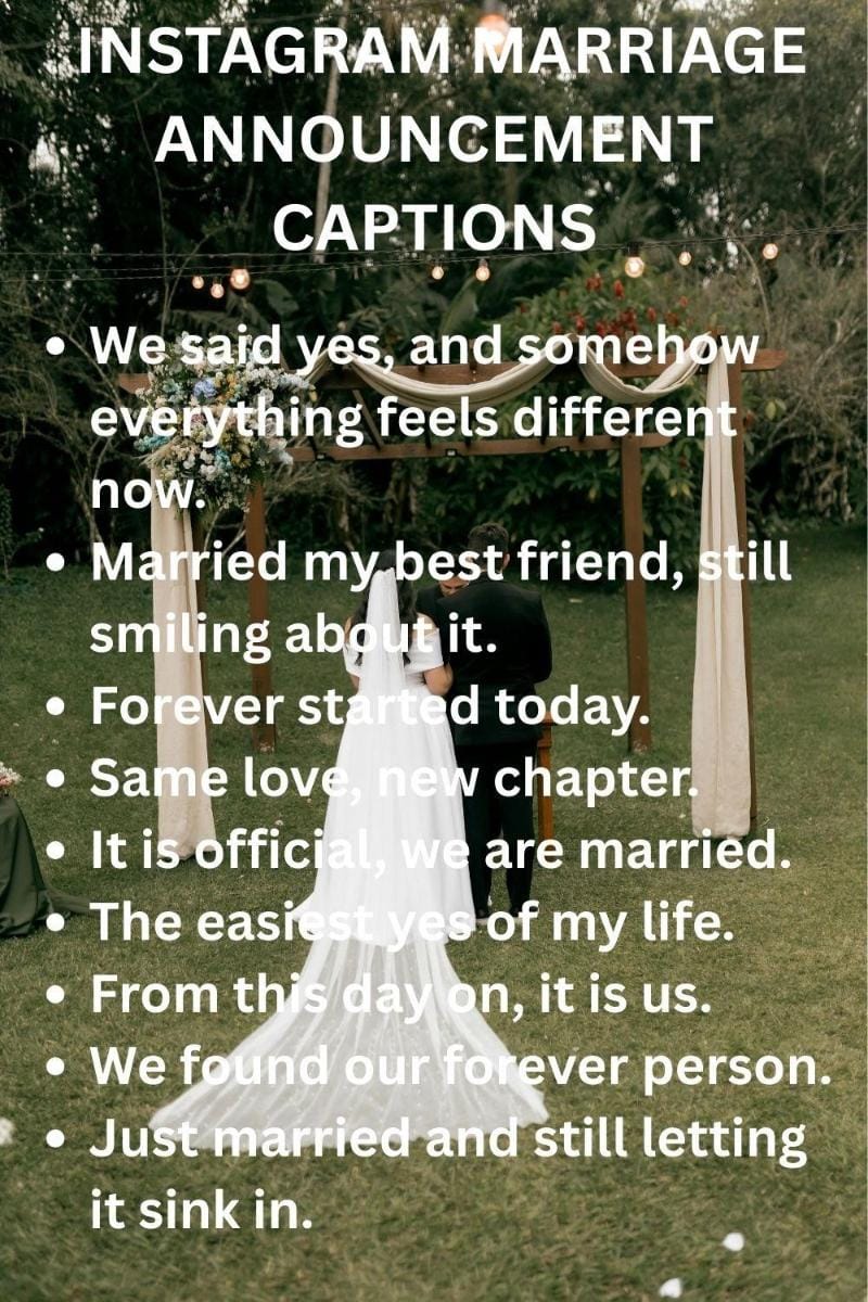 50+ Trendy & Unique Instagram Marriage Announcement Captions — Trending Us