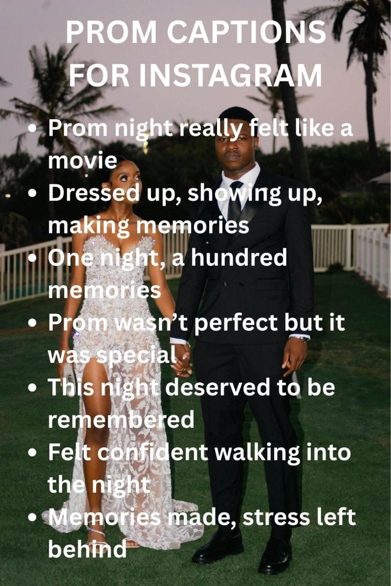 60+ Short and Cute Prom Captions for Instagram — Trending Us
